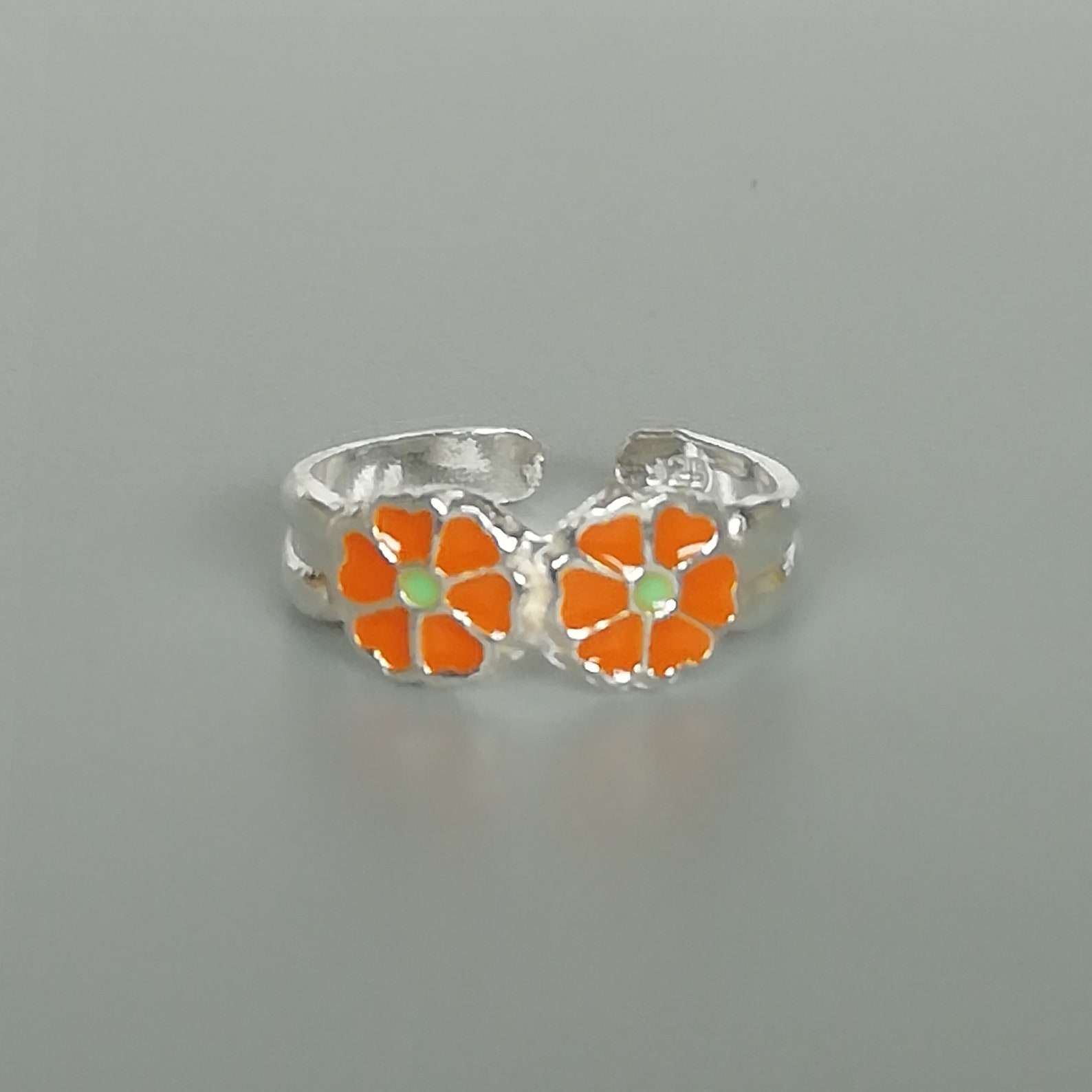 Flowers Toe Ring Sterling Silver Toe Band Orange Flowers - Etsy