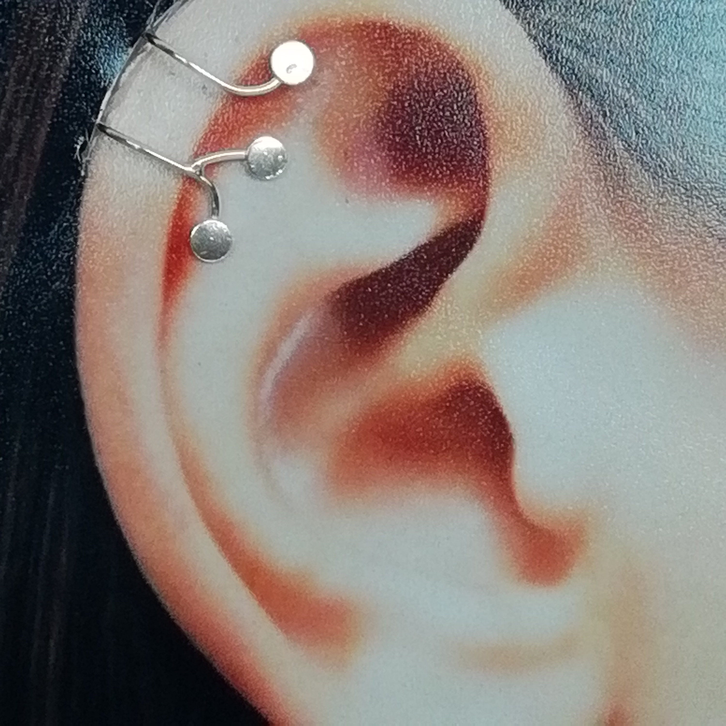 Silver dots ear cuff Circle ear cuff Silver ear cuffs No | Etsy