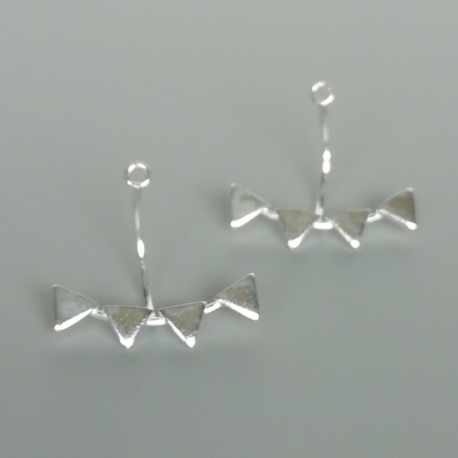 Sterling silver ear jacket Triangles ear jacket Bohemian | Etsy