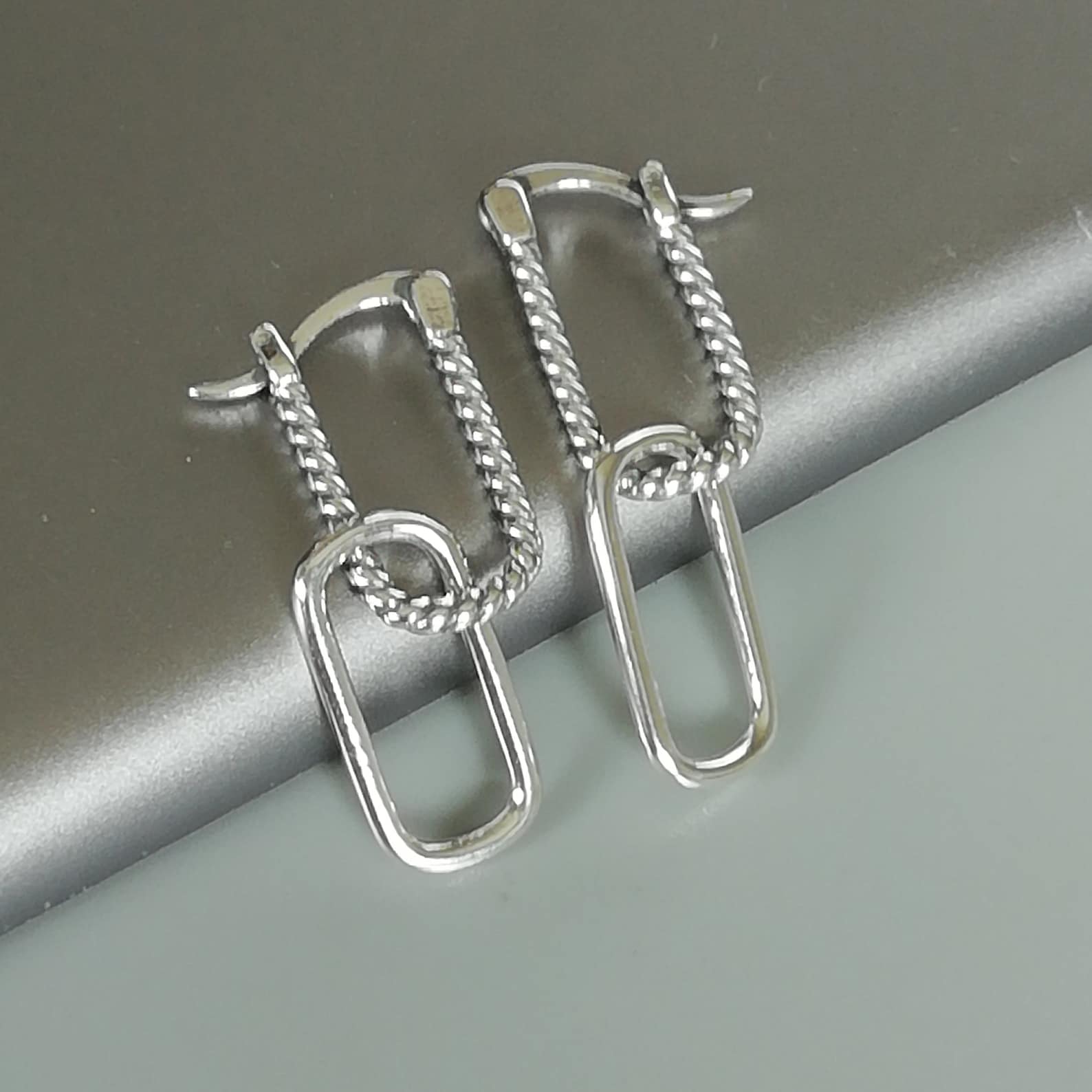 Anchor Link Earrings Sterling Silver Chain Link Earrings - Etsy
