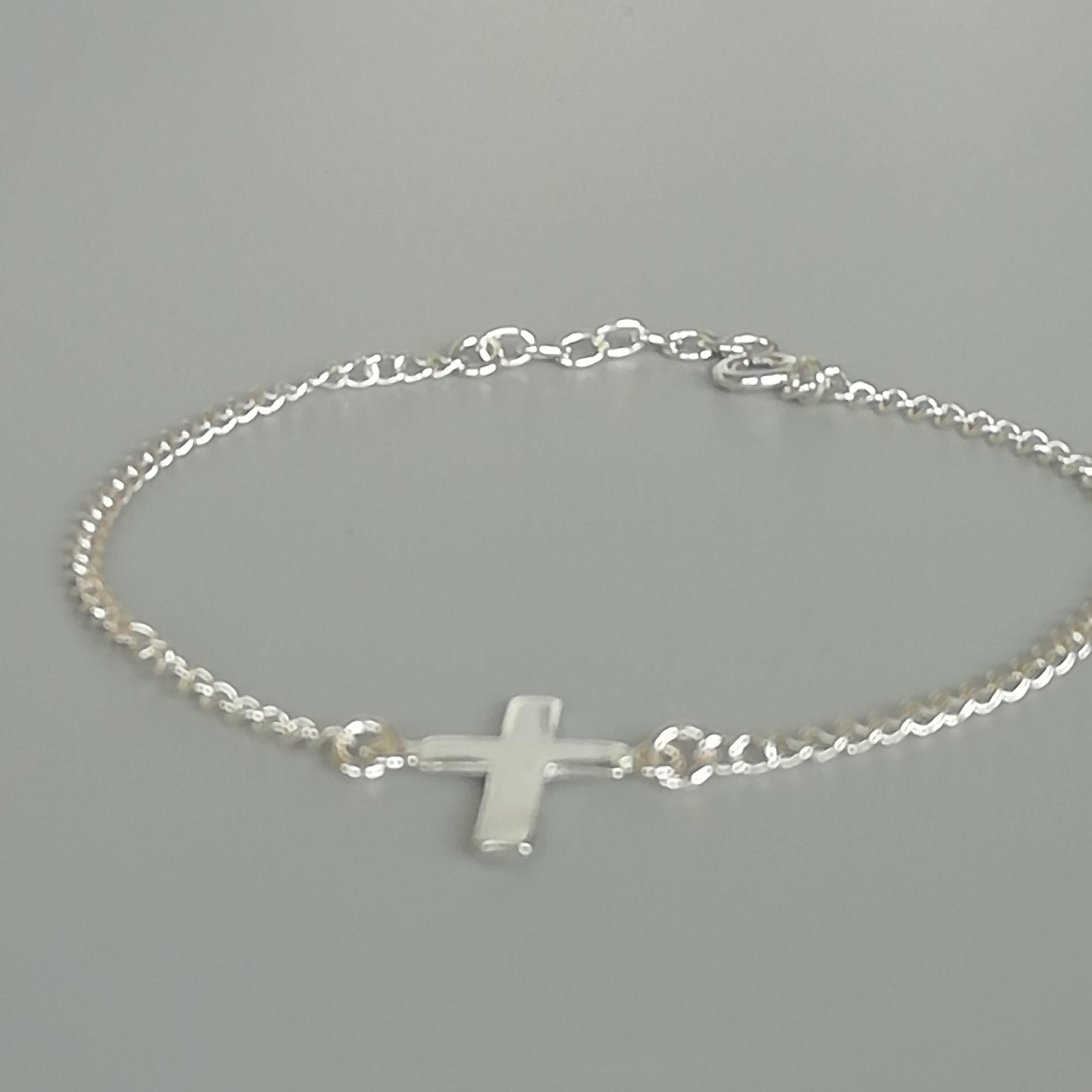 Cross bracelet Sterling silver charm bracelet Religious | Etsy