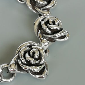 Sterling Silver Rose Bracelet | Electroformed Silver Bracelet | Wrist ...
