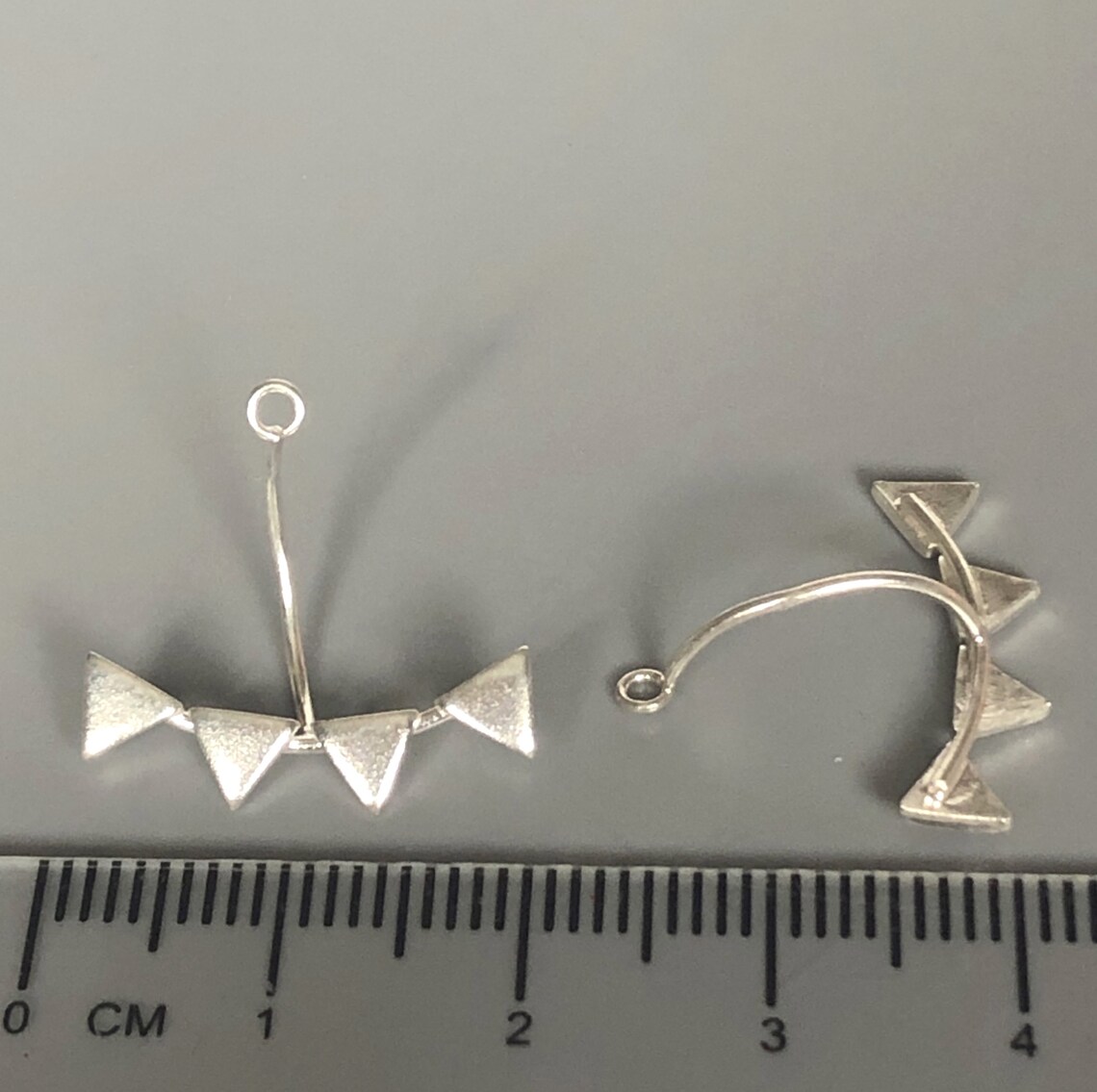 Sterling silver ear jacket Triangles ear jacket Bohemian | Etsy