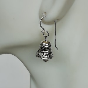 925 Silver Bell Earrings | Filigree Silent Bell Ear Danglers | Ear ...
