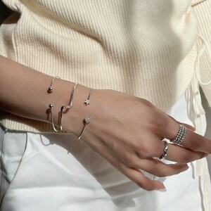 Waves Wrist Bangle | Sterling Silver Bangle | Open Ended Bangle ...