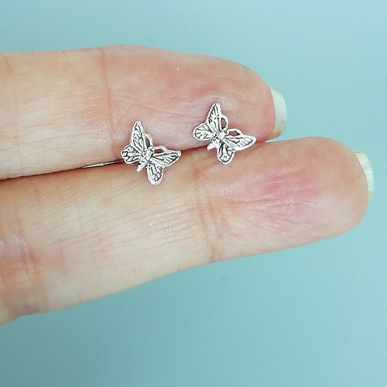 Silver Butterfly Ear Studs Tiny Butterfly Studs Pretty Ear | Etsy