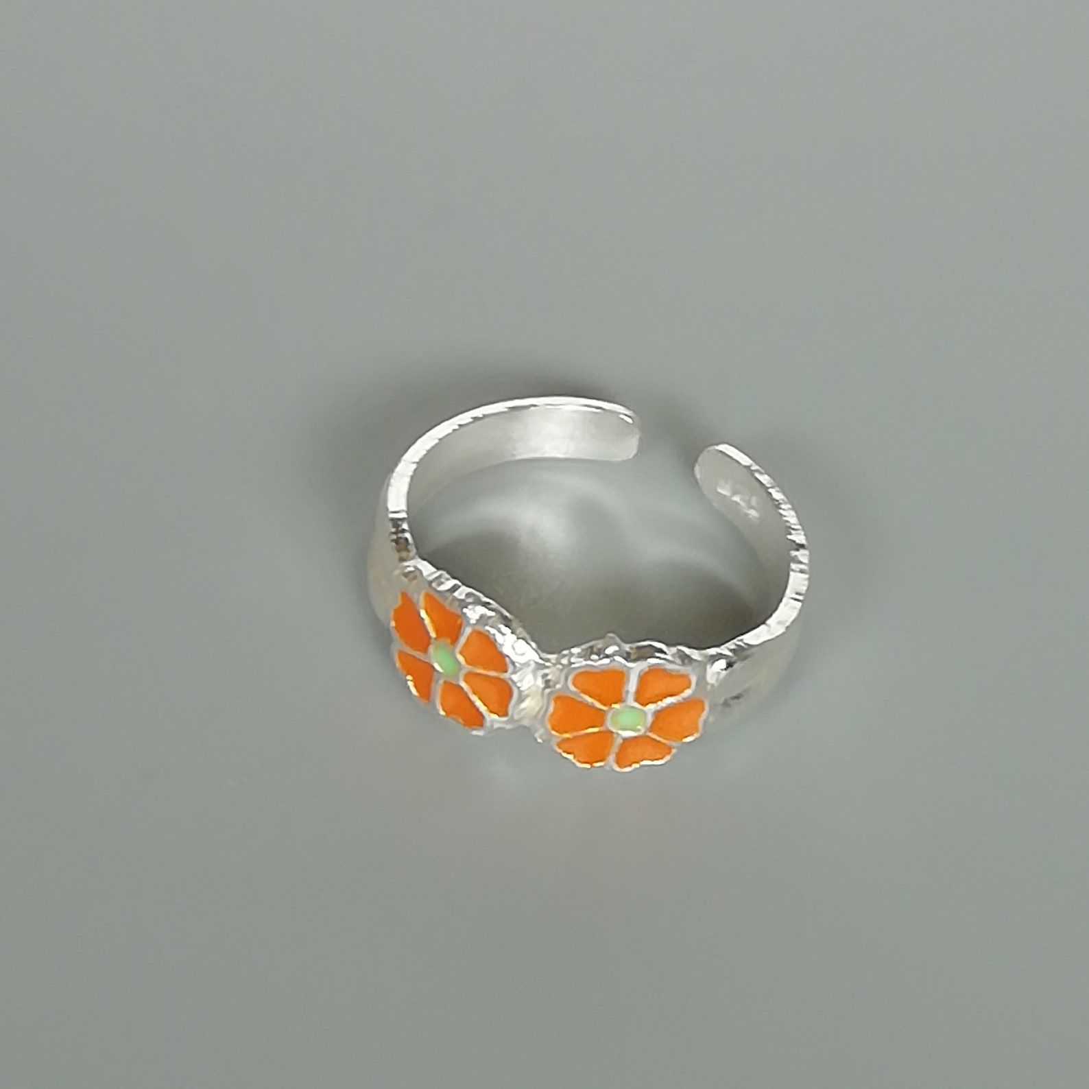 Flowers Toe Ring Sterling Silver Toe Band Orange Flowers | Etsy