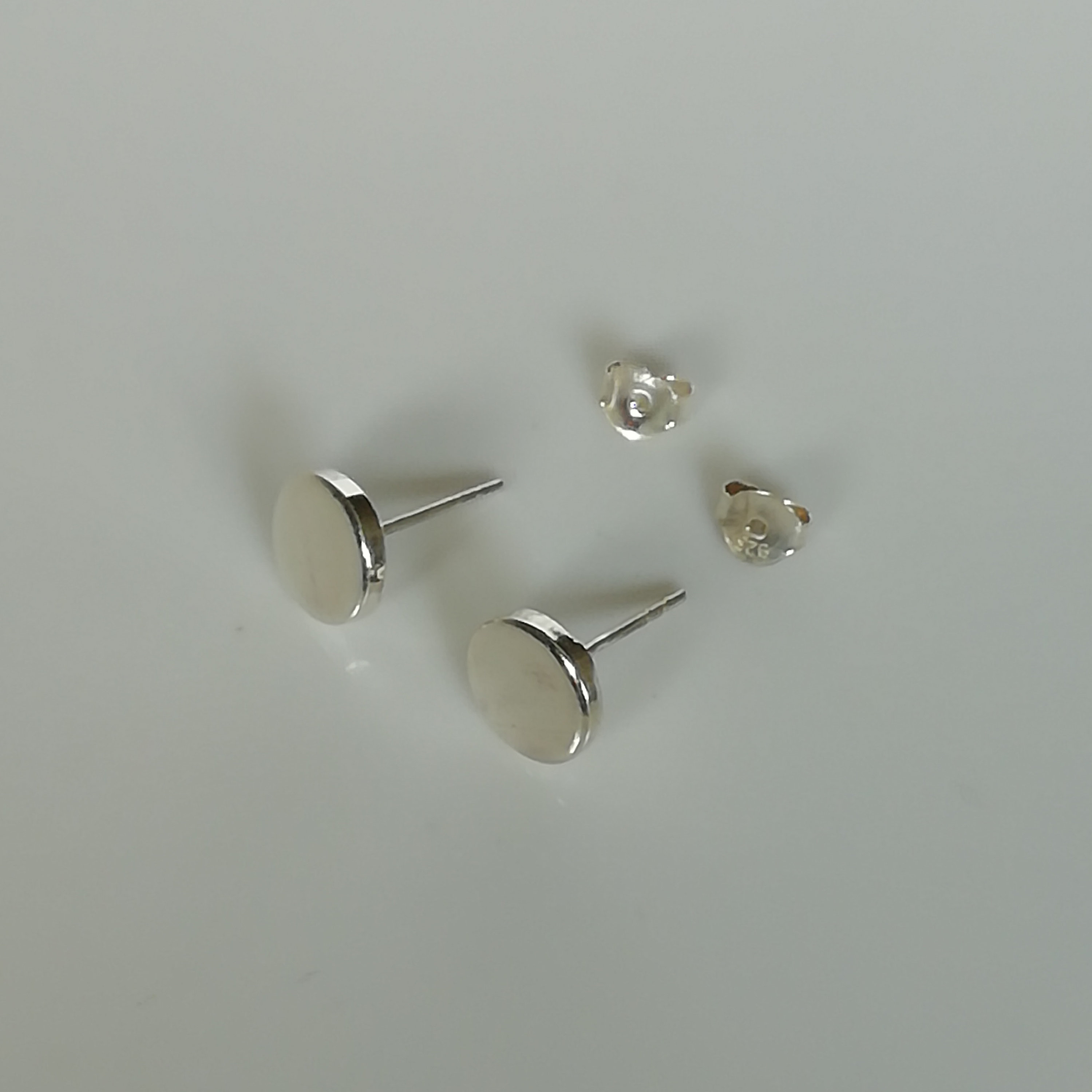 Round ear studs Silver earrings Tiny studs Simple ear | Etsy