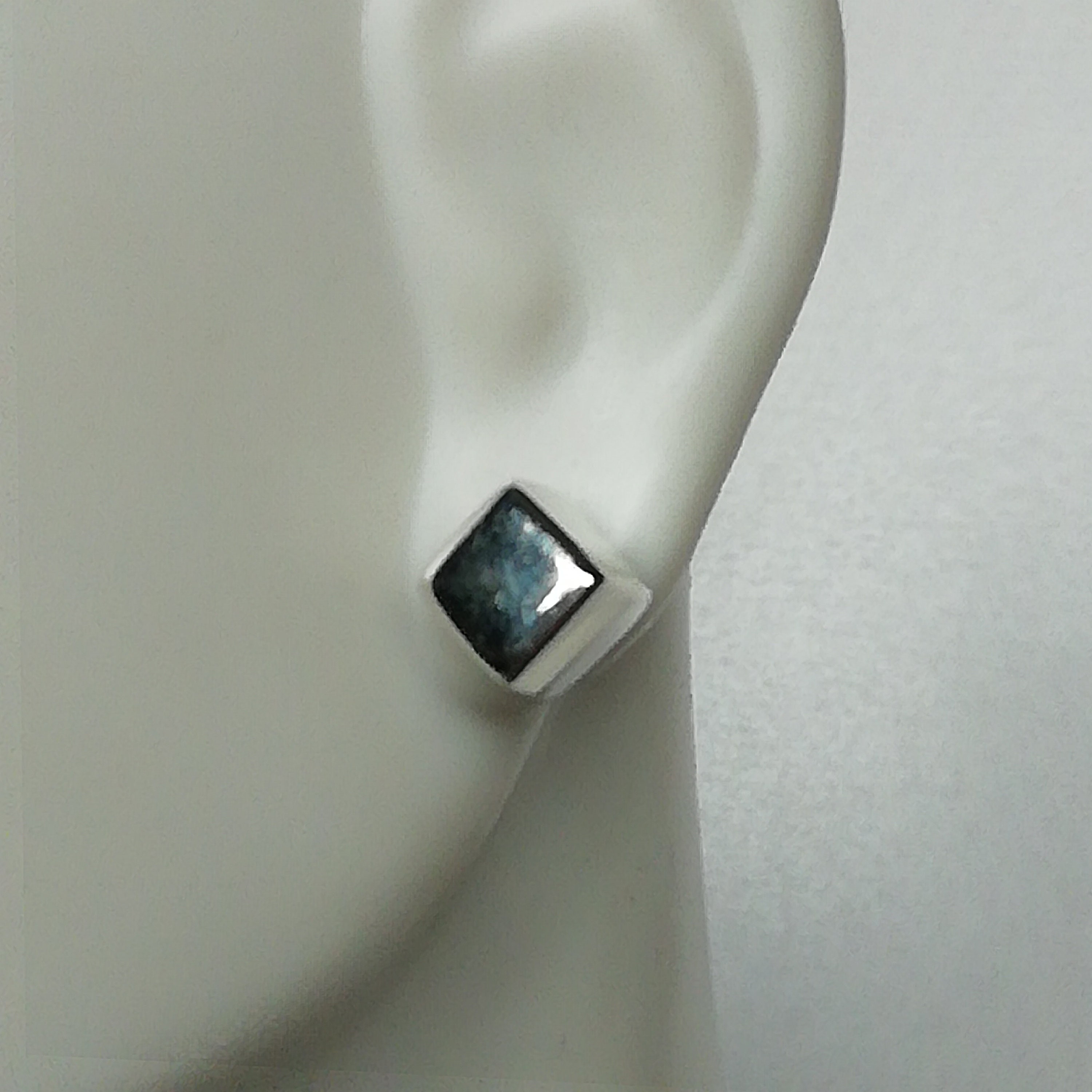 Silver cube ear studs Square cube earrings Minimalist | Etsy