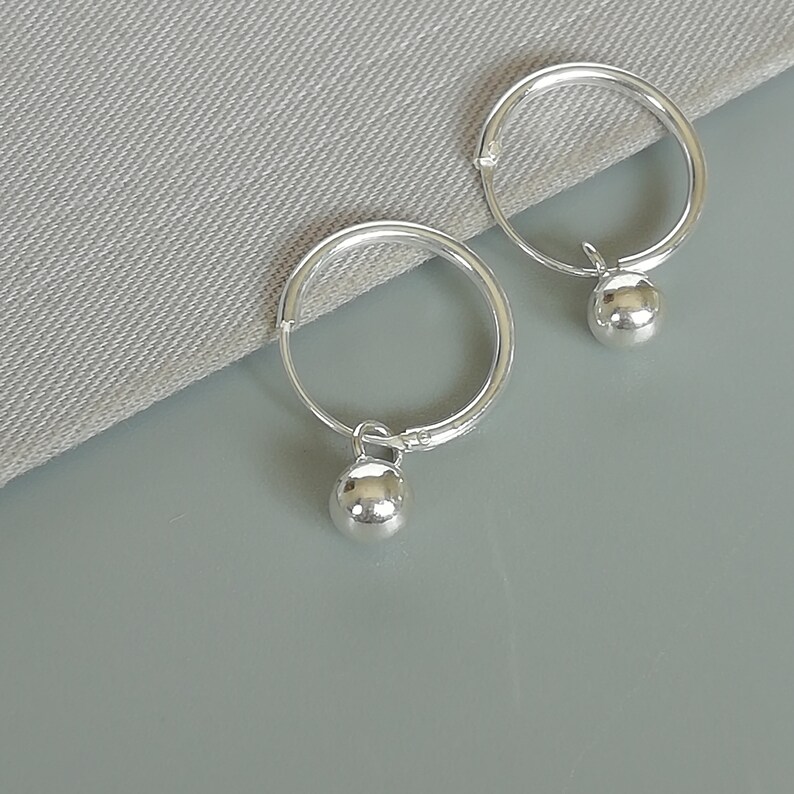 Silver Ball Hoops Sterling Silver Hoops 12 Mm Hoop - Etsy