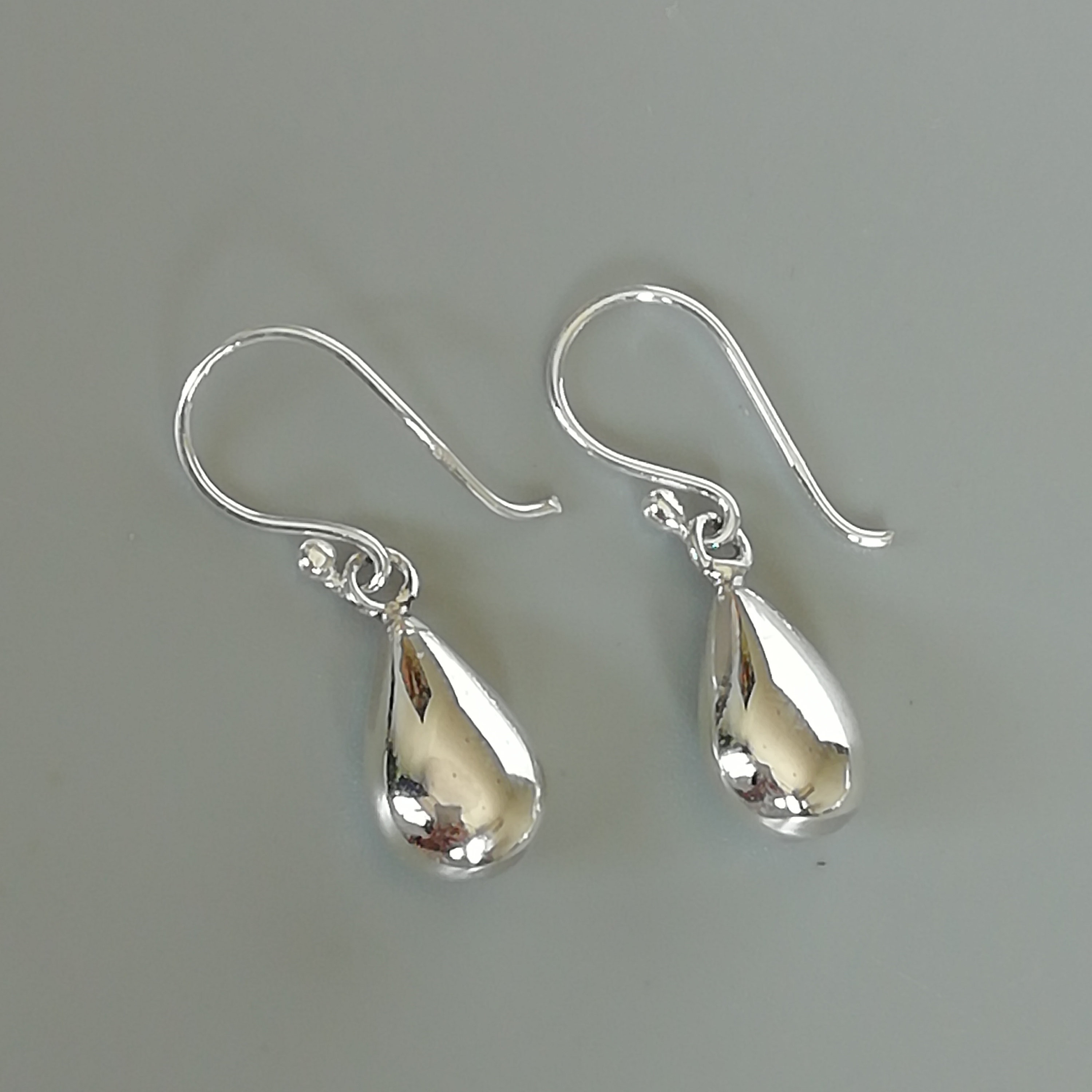 Silver drop earring Simple silver earrings Tear drop | Etsy