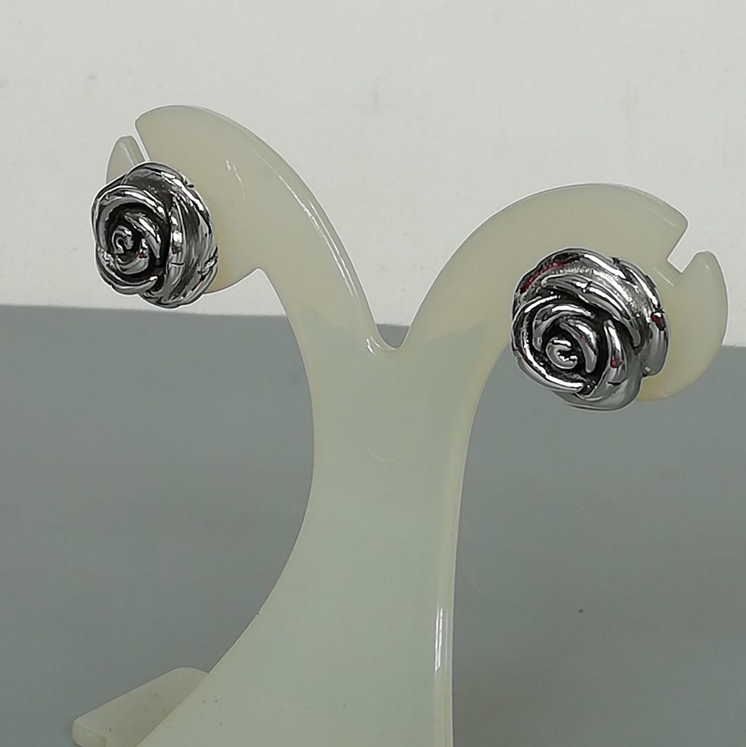 Sterling Silver Rose Hoops | Floral Ear Hoops | Electroform Hoops ...
