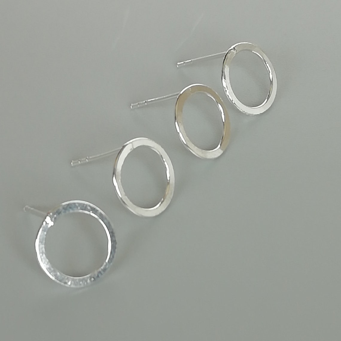 Flat Circle Ear Stud | Sterling Silver Ear Studs | Delicate Ear Studs ...