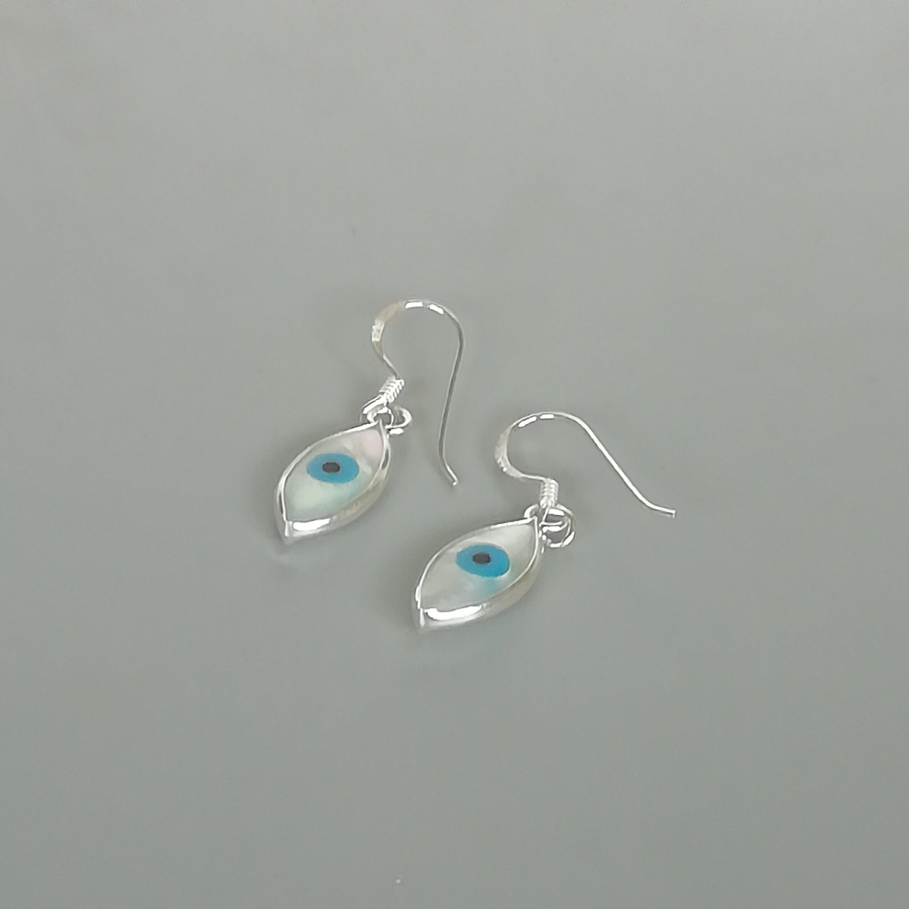 Sterling silver evil eye earrings Evil eye danglers Lucky | Etsy