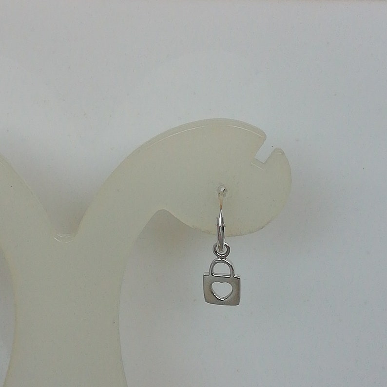 Sterling Silver Lock and Key Charm Hoops Silver Charm Hoop - Etsy