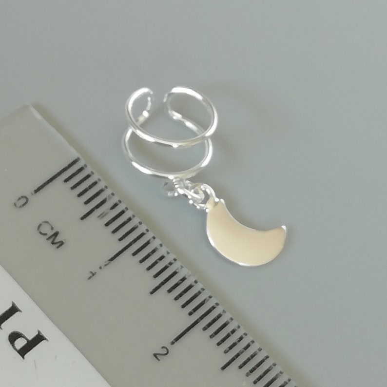Crescent Moon Cuff Silver Charm Cuff No Piercing Ear Cuff - Etsy