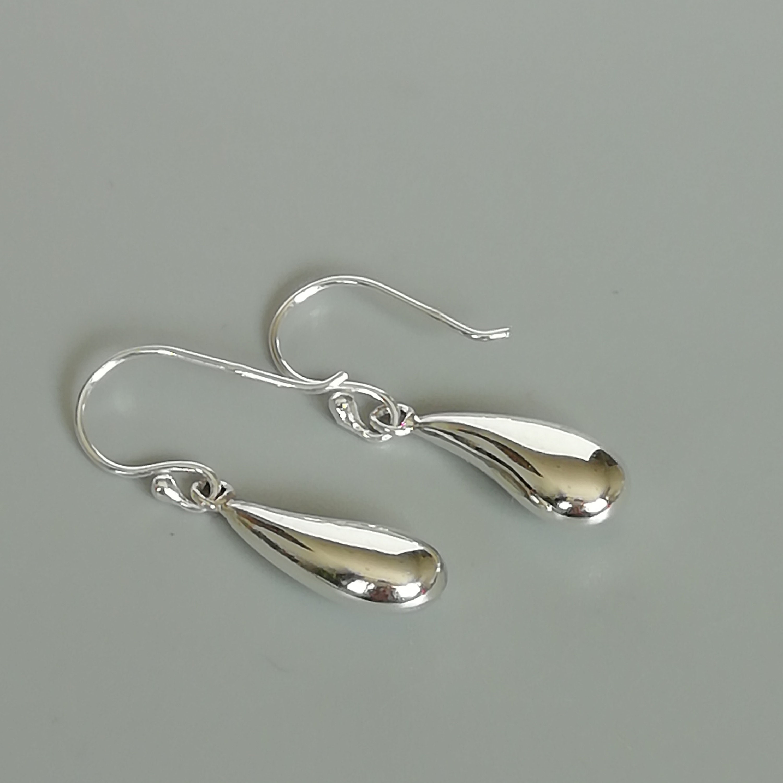 Sterling silver drop earring Simple silver earrings Curved | Etsy