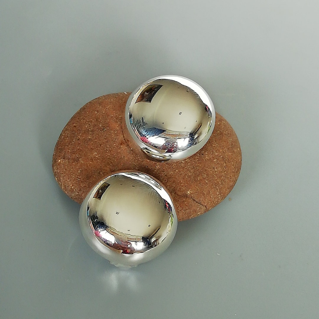 Sterling Silver Round Clip on Earrings Half Ball Earrings - Etsy