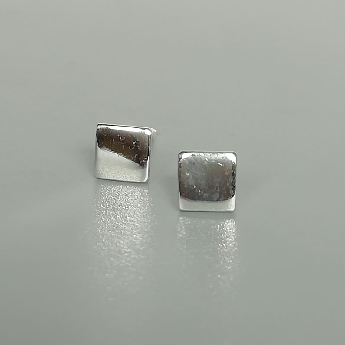 Sterling silver square ear studs Square earrings Cartilage | Etsy