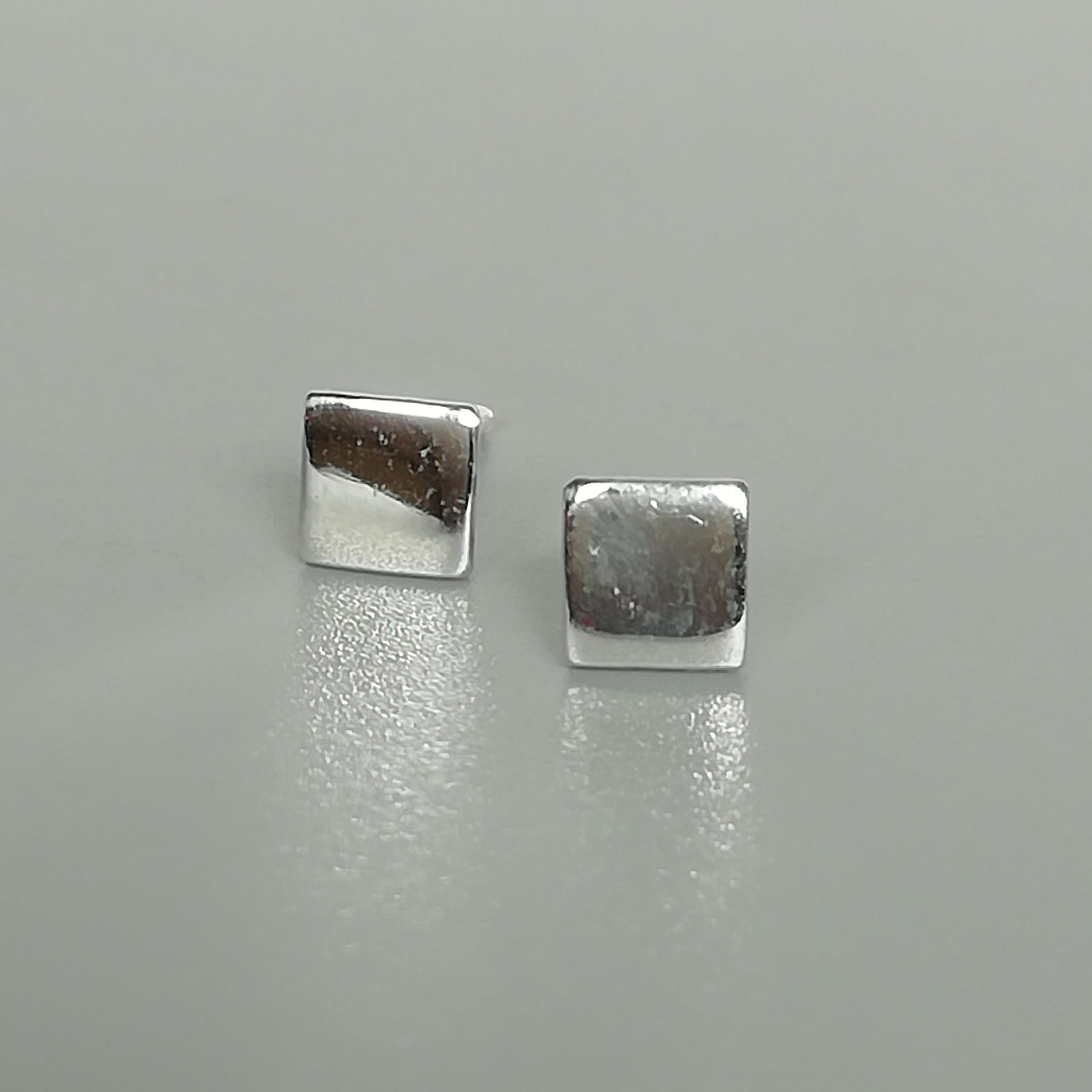 Sterling silver square ear studs Square earrings Cartilage | Etsy