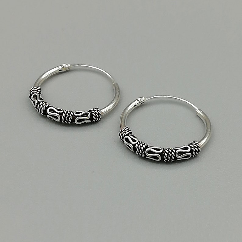 Ethnic Bali Hoops 16 Mm Silver Hoops Tribal Hoop Earrings - Etsy