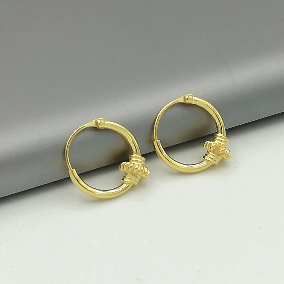 Small Gold Hoops | 10 Mm Hoops | Bali Gold Ear Hoops | Silver Wire Work ...