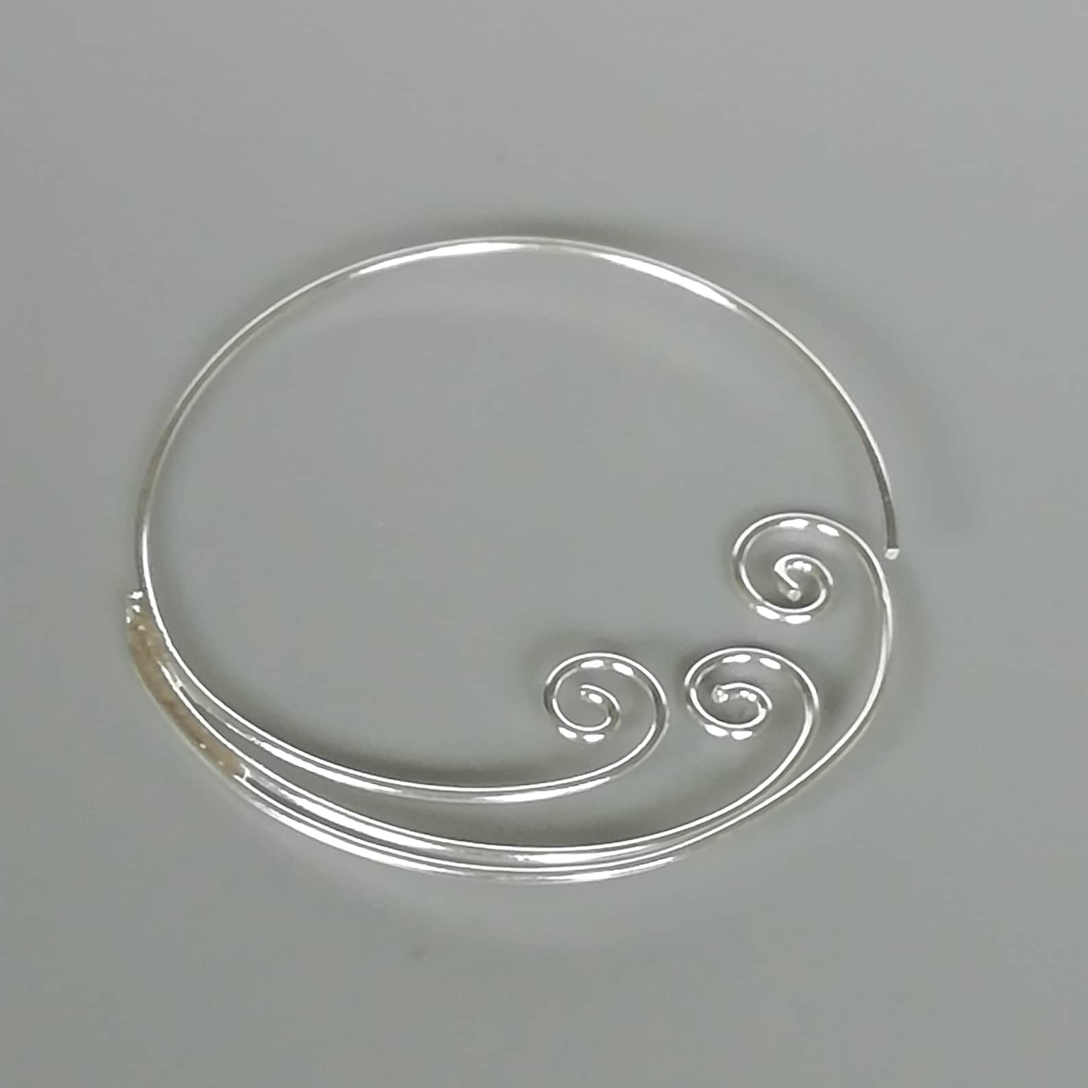 Silver Spiral Hoops 40 Mm Sterling Silver Ear Hoops Boho | Etsy