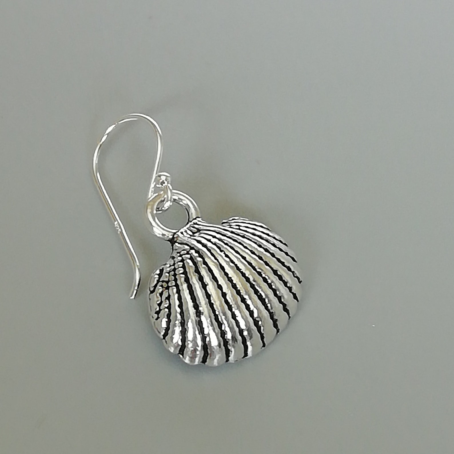 Oxidized Silver Shell Earring Sea Shell Silver Danglers - Etsy