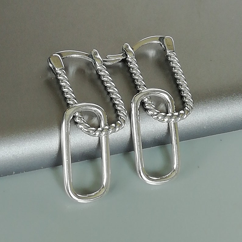 Anchor Link Earrings Sterling Silver Chain Link Earrings - Etsy