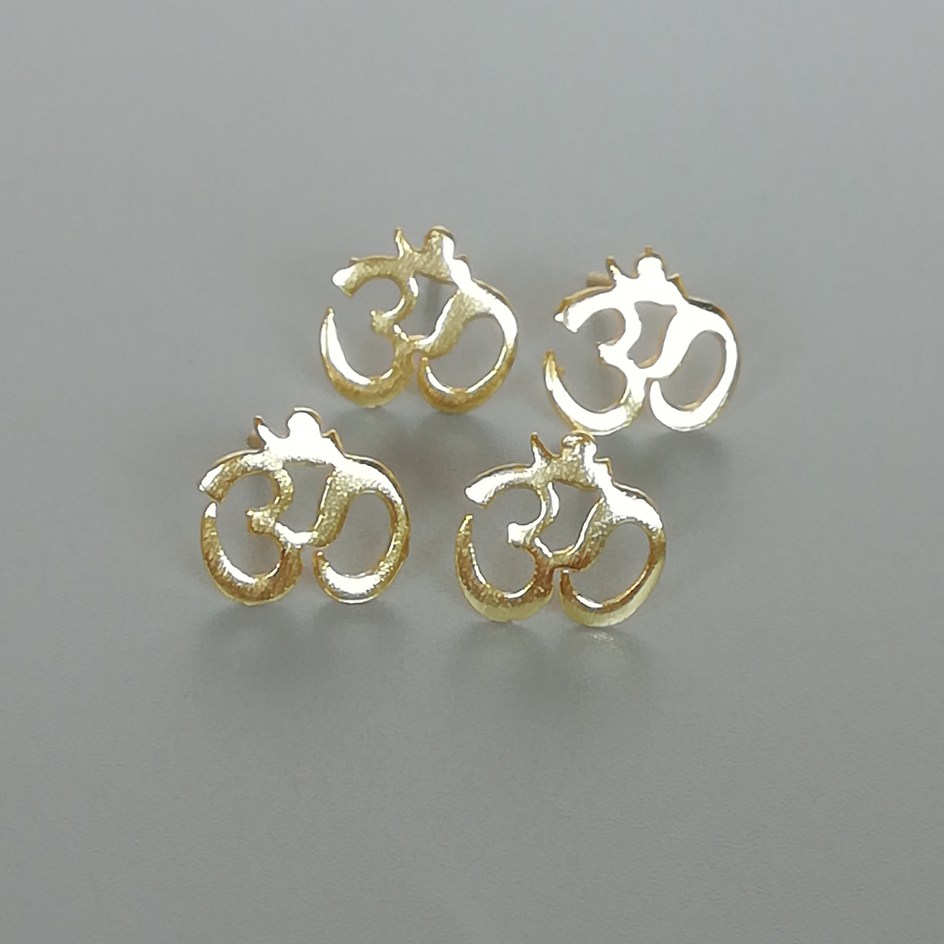 OM Gold Ear Studs Sterling Silver OM Earrings Dipped in Gold | Etsy