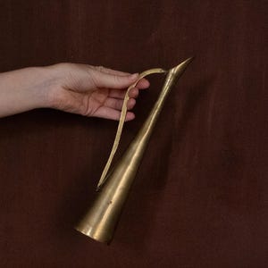 Sleek Brass Ewer / Vase – Mid‑century Modern Style Pitcher, Tall Cone ...