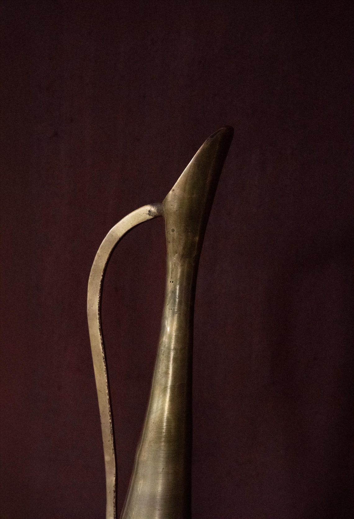 Sleek Brass Ewer / Vase – Mid‑century Modern Style Pitcher, Tall Cone ...