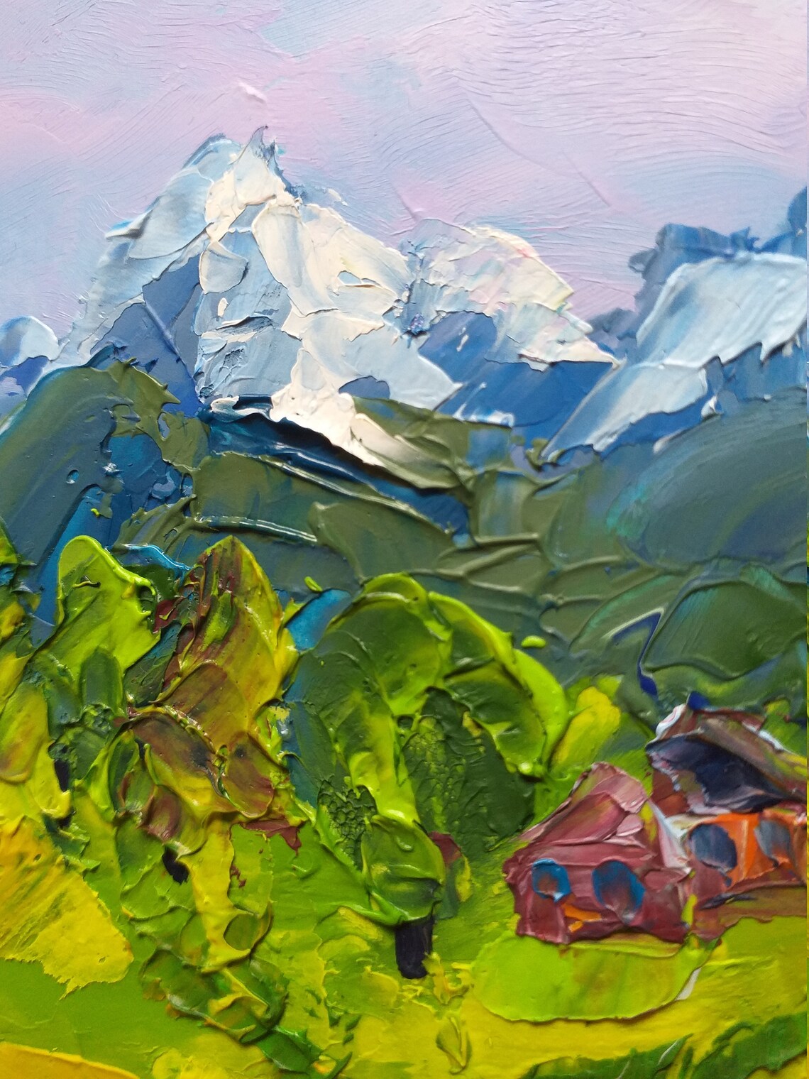 Mountain Painting Alps Original Art Small Landscape Oil | Etsy