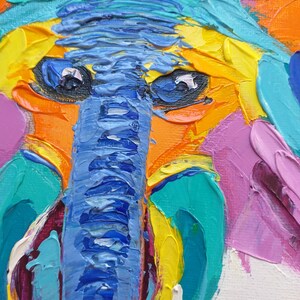 Elephant Painting Animal Original Art Impasto Oil Painting Canvas ...