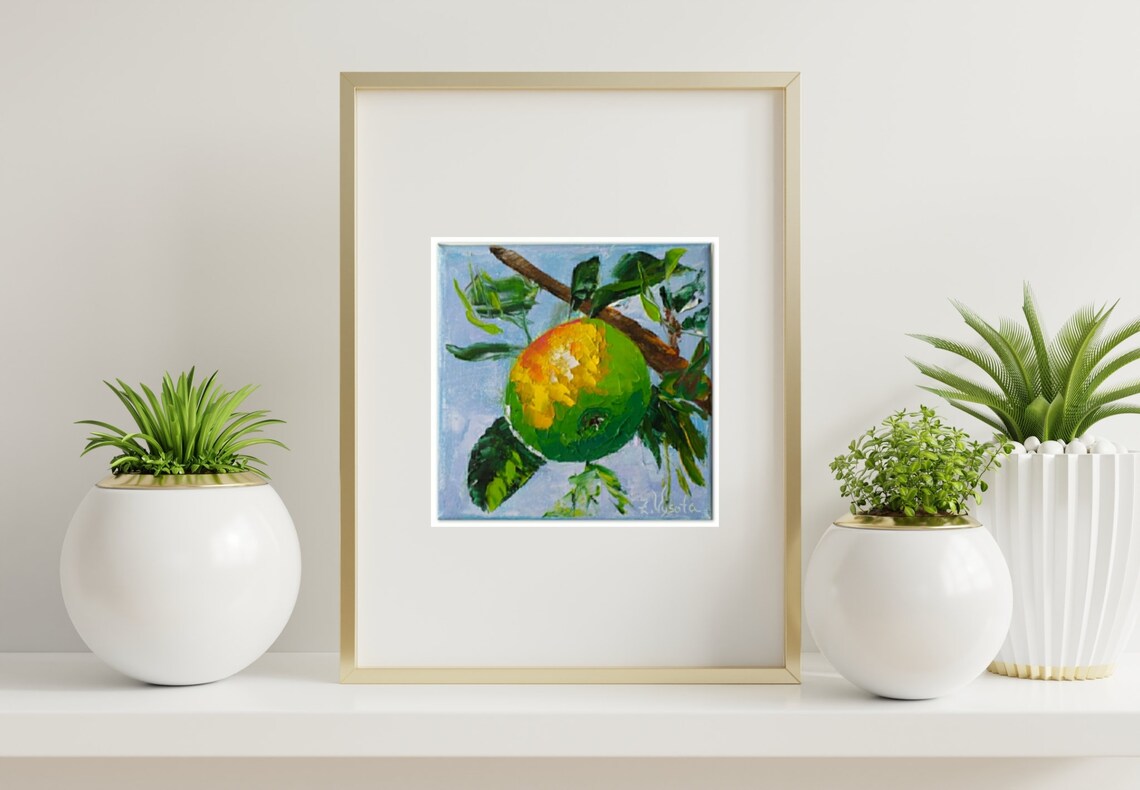 Apple Painting Food Original Art Fruit Oil Painting Canvas | Etsy