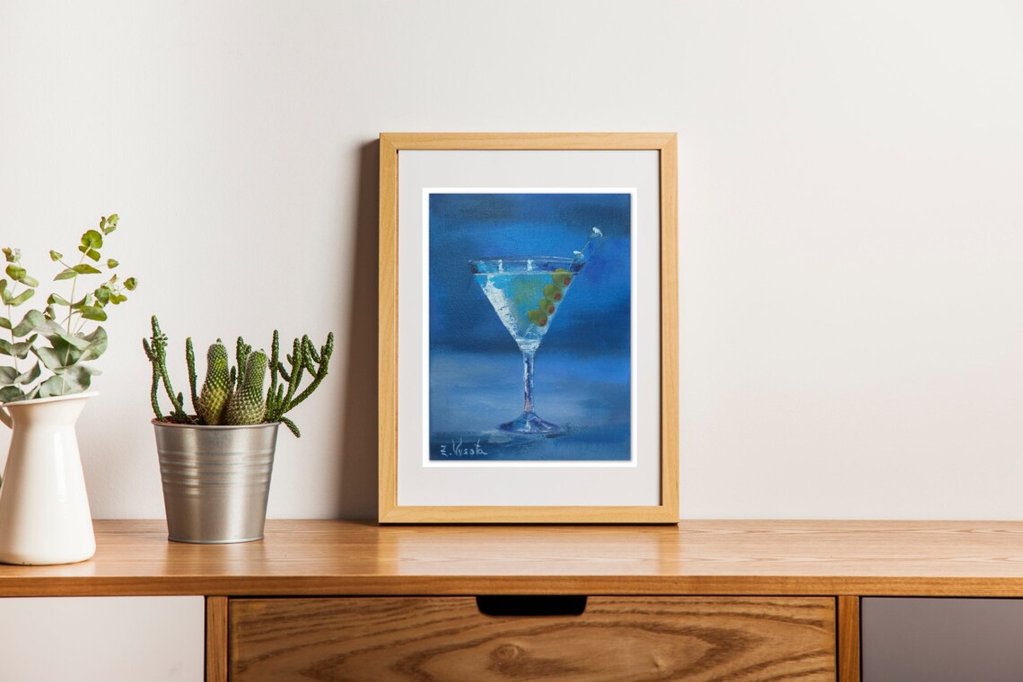 Martini Painting Cocktail Original Art Bar Oil Painting Canvas - Etsy
