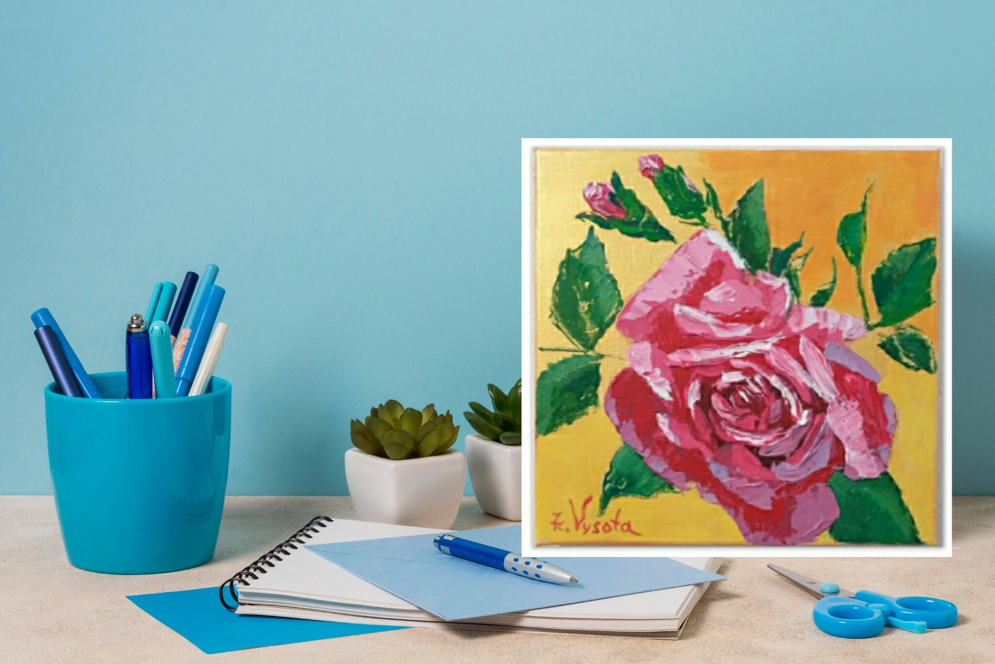 Roses Painting Flower Original Art Small Acrylic Painting - Etsy