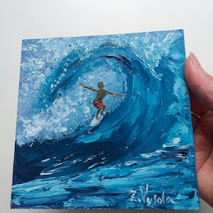 Surfing Painting Seascape Original Art Ocean Impasto Oil Painting ...