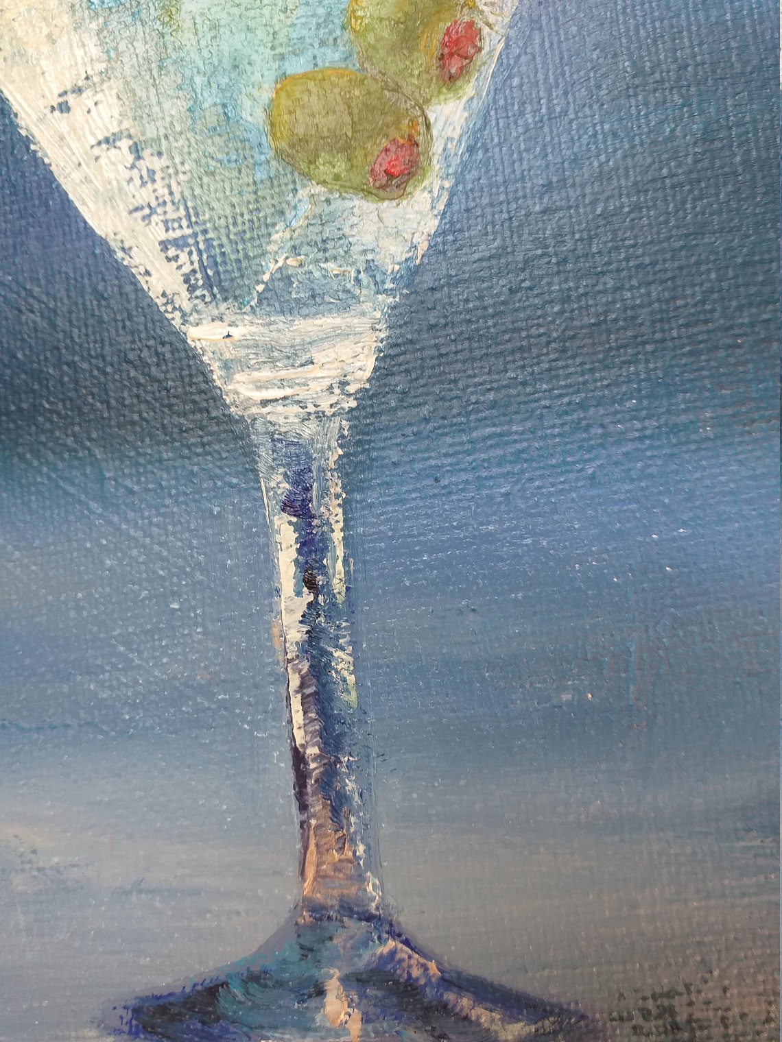 Martini Painting Cocktail Original Art Bar Oil Painting Canvas - Etsy