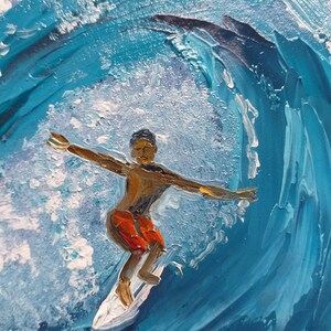 Surfing Painting Seascape Original Art Ocean Impasto Oil Painting ...