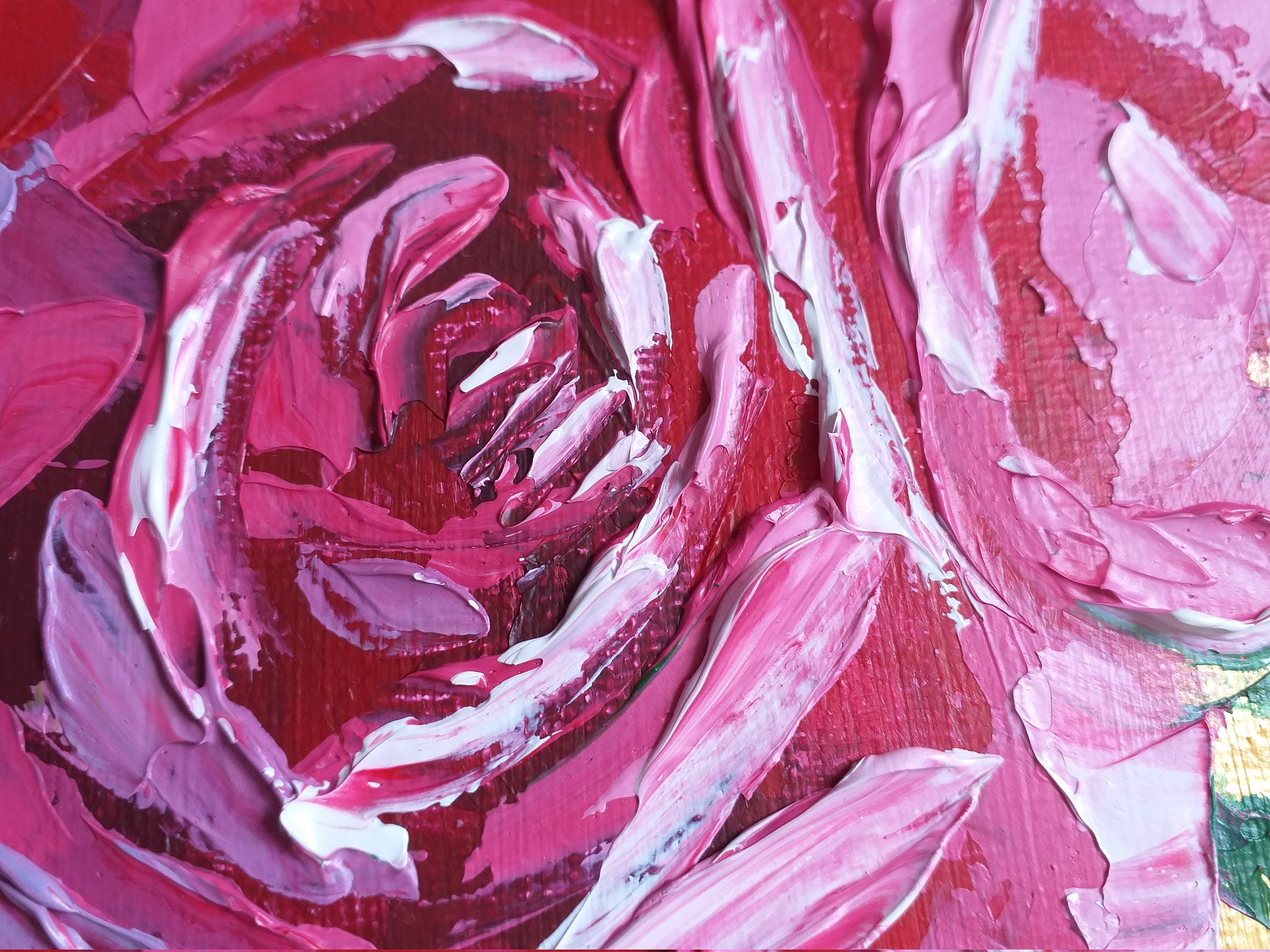 Roses Painting Flower Original Art Small Acrylic Painting - Etsy