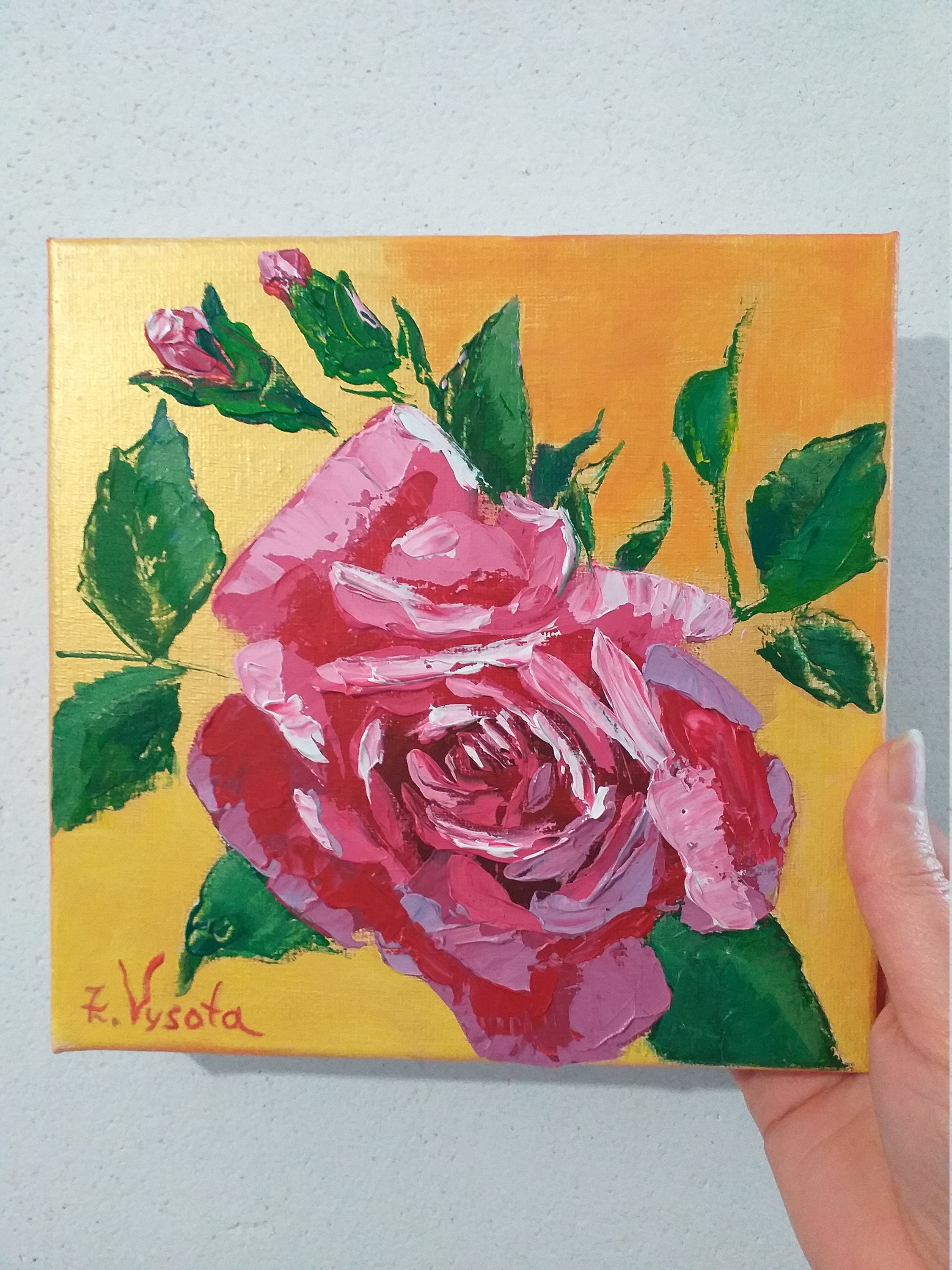 Roses Painting Flower Original Art Small Acrylic Painting - Etsy