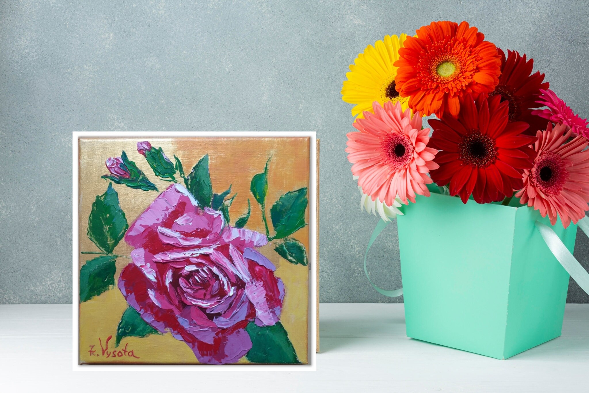 Roses Painting Flower Original Art Small Acrylic Painting - Etsy