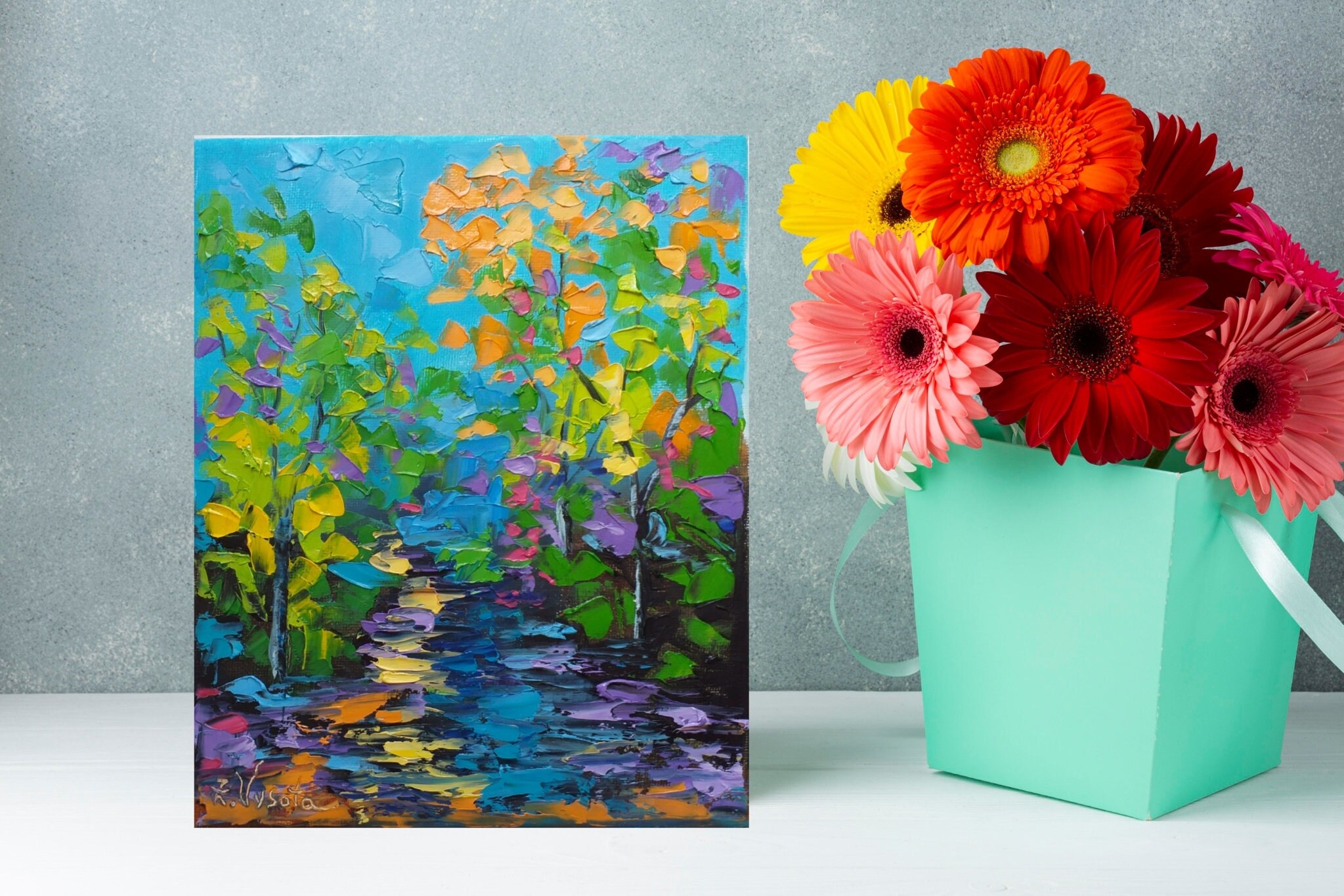 Birch Tree Oil Painting Vermont Landscape Impasto Original Art on ...