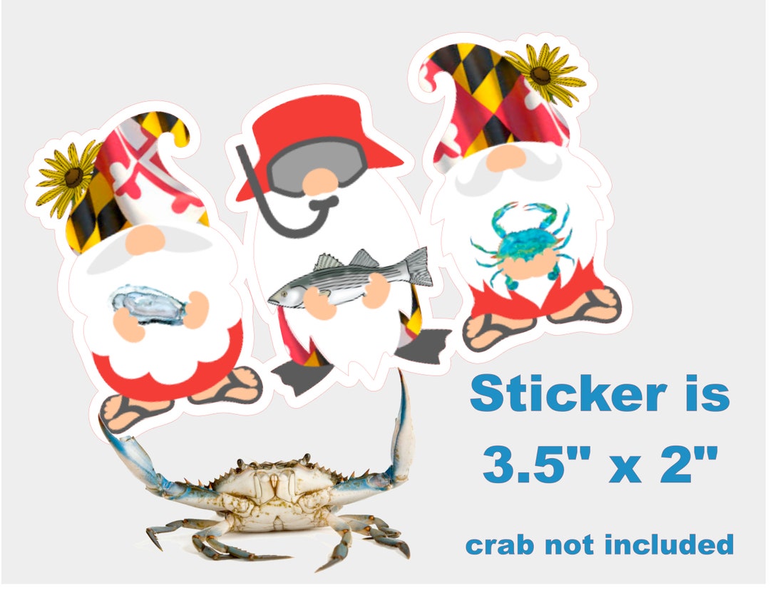 Maryland Flag Gnomes Crab Oyster Rockfish Sticker Decal - Etsy