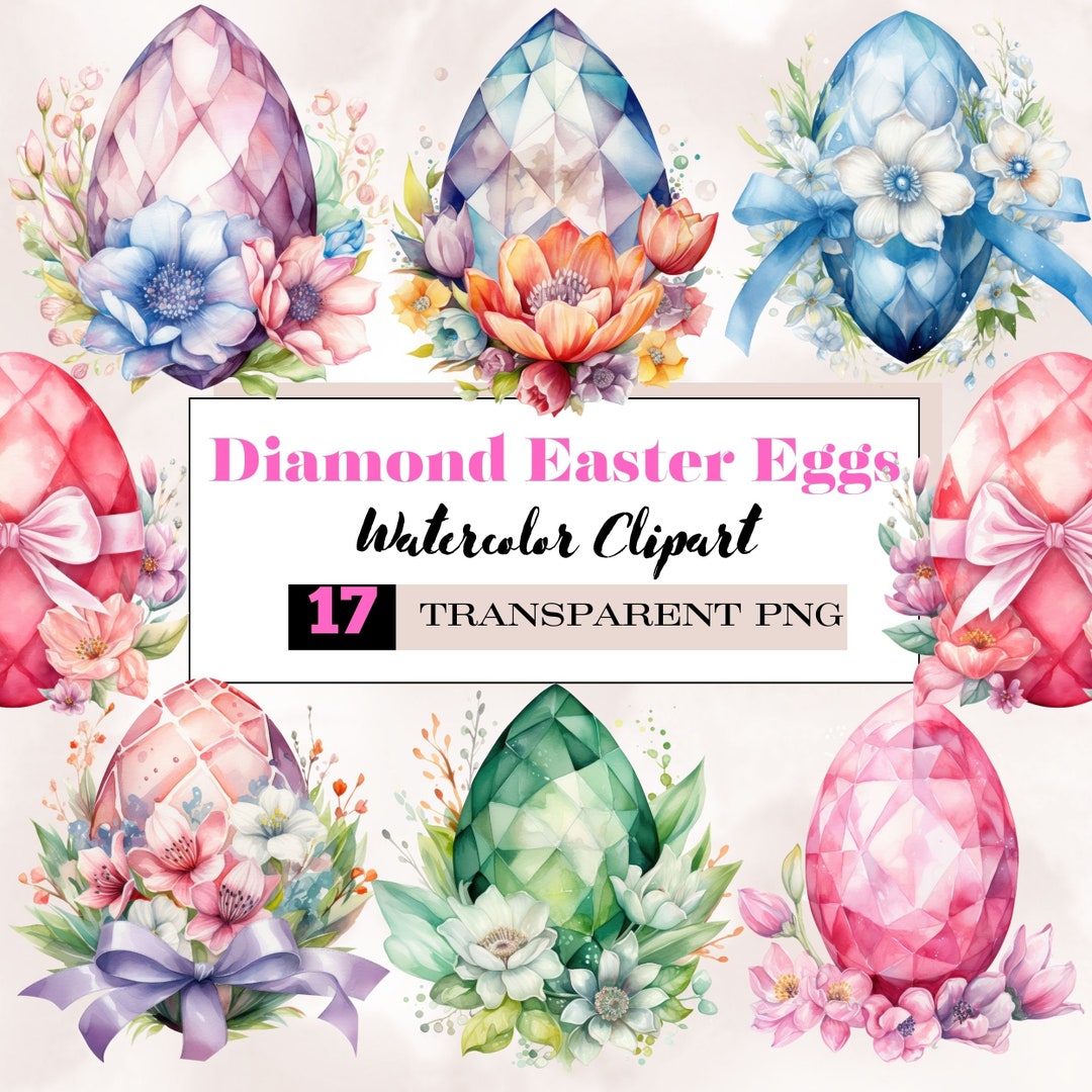 Watercolor Diamond Easter Eggs Clipart,floral Eggs,easter Eggs Png ...