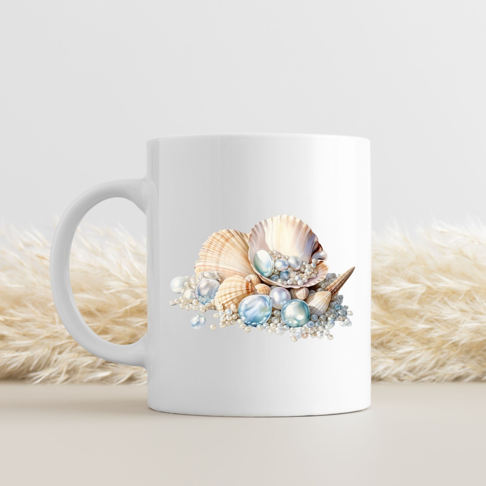 Watercolor Seashell Pearls Clipart,neutical Seashell Pearls Png,sea ...