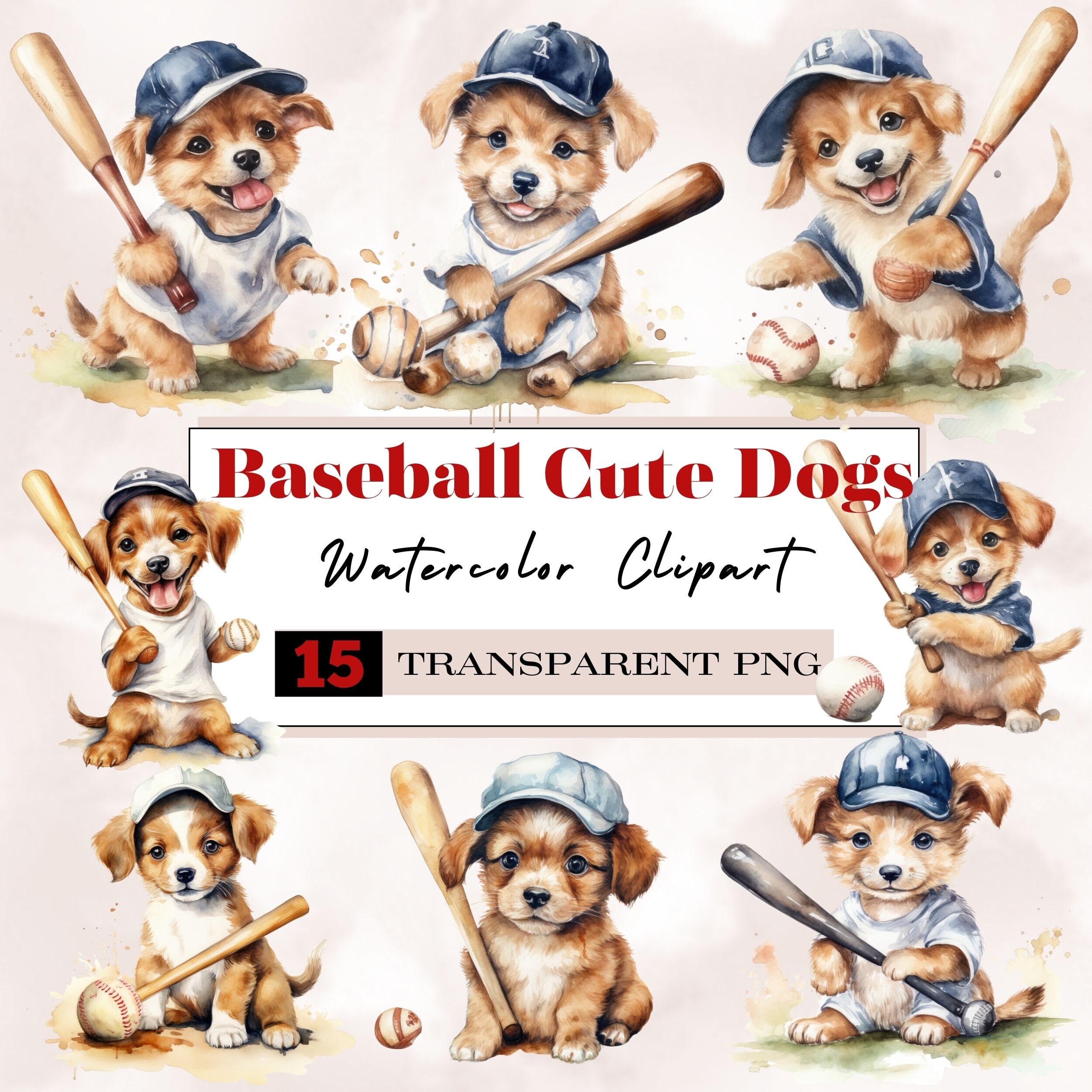 Watercolor Baseball Dog Png,dog Lover,animal Baseball,baby Golden ...