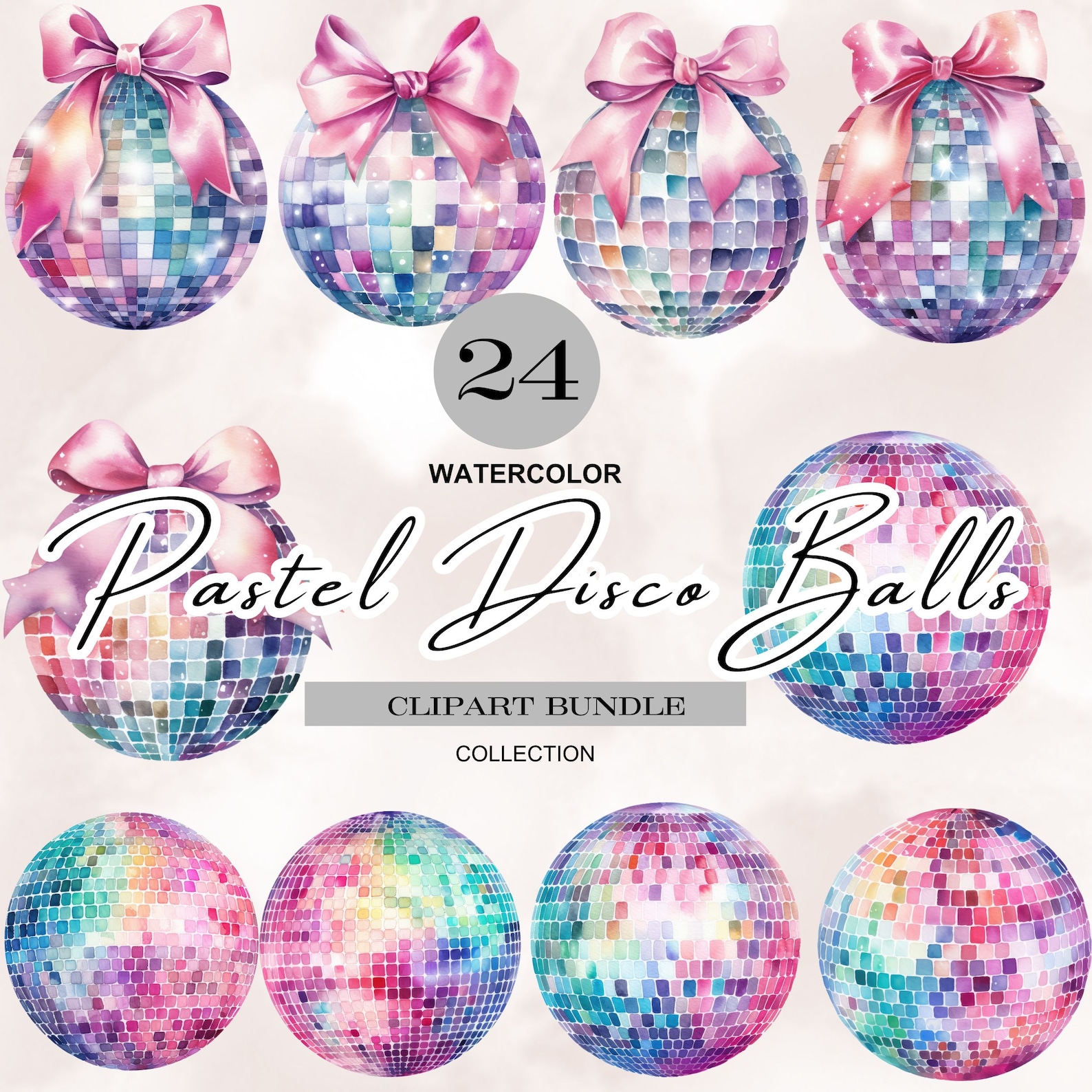 Watercolor Pastel Pink Disco Ball Png,retro Disco Ball,pastel Disco ...