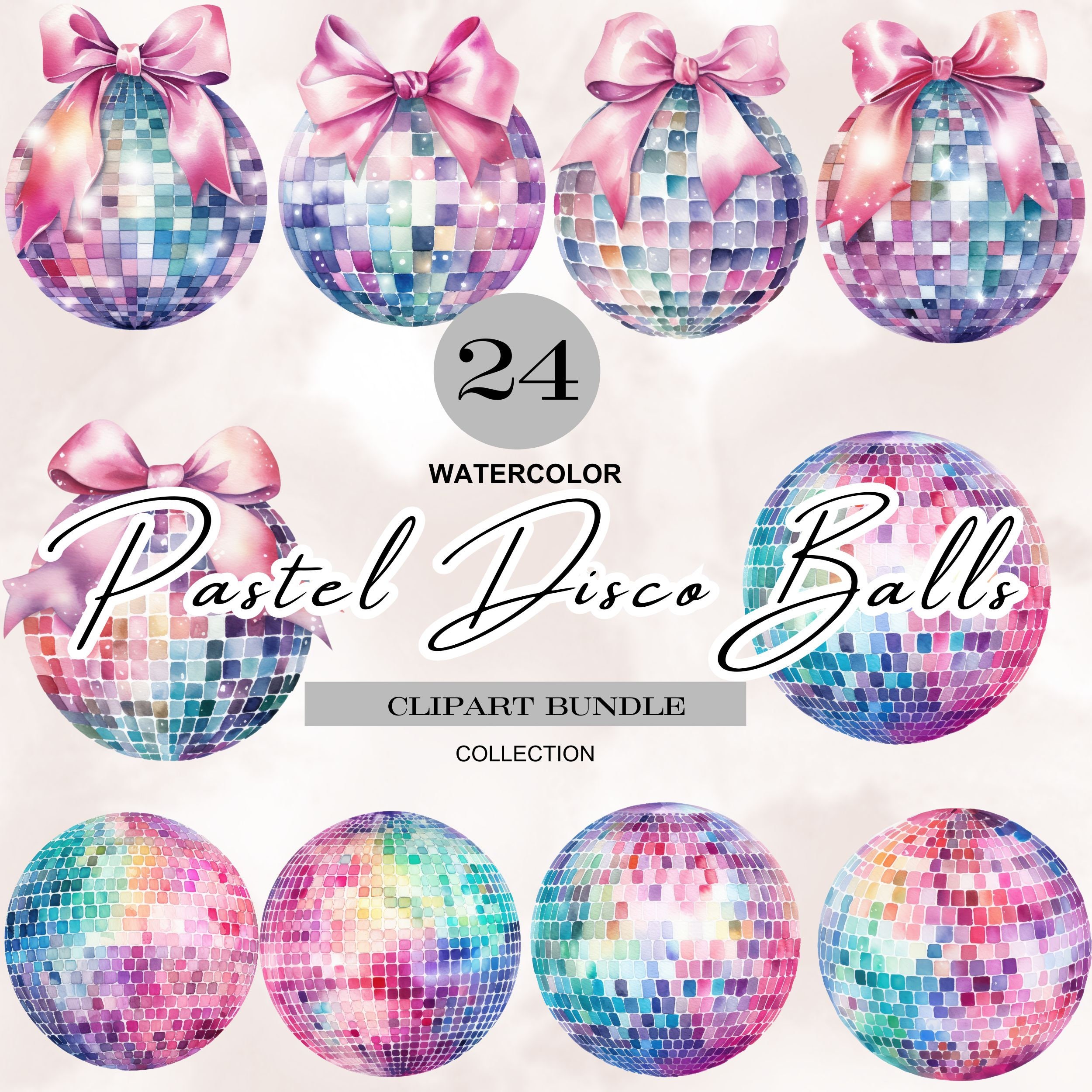 Watercolor Pastel Pink Disco Ball Png,retro Disco Ball,pastel Disco ...